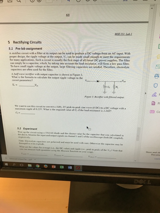 Solved 5 Rectifying Circuits 5.1 Pre-lab assignment A | Chegg.com