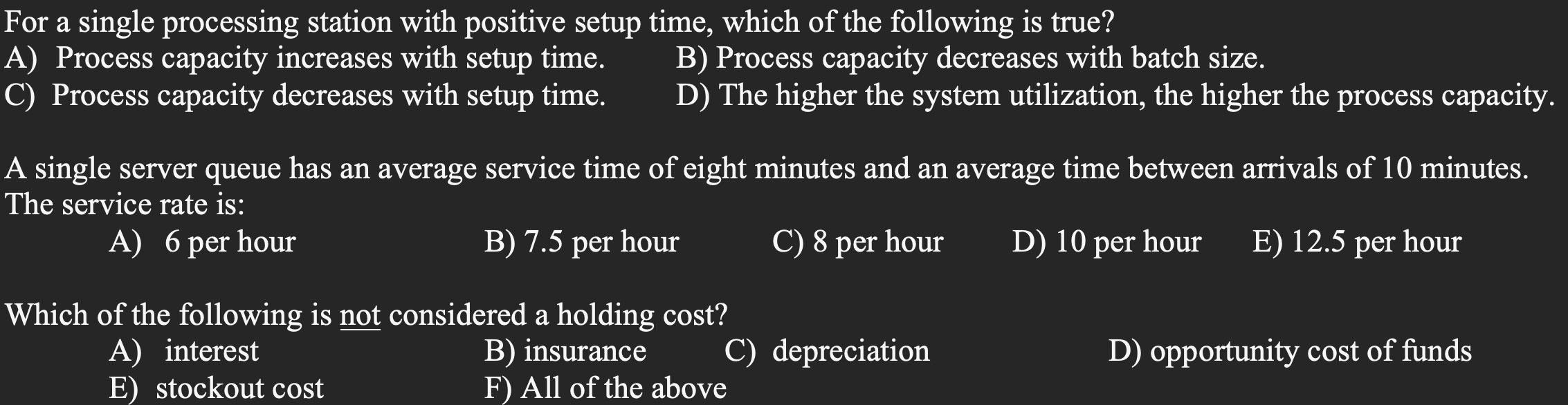 Solved For a single processing station with positive setup | Chegg.com