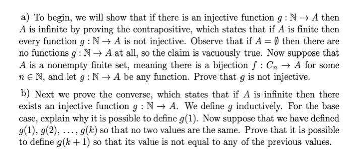 Solved a) To begin, we will show that if there is an | Chegg.com
