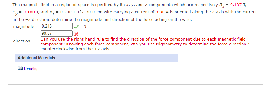 Solved The magnetic field in a region of space is specified | Chegg.com