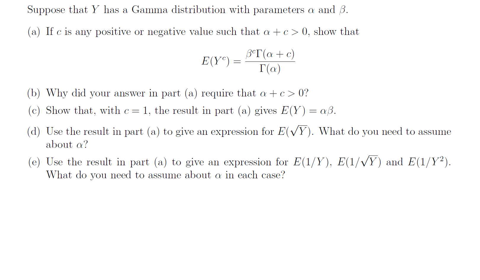 Solved Suppose that Y has a Gamma distribution with | Chegg.com