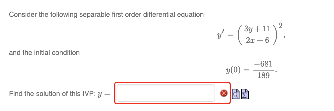 Solved Consider The Following Separable First Order