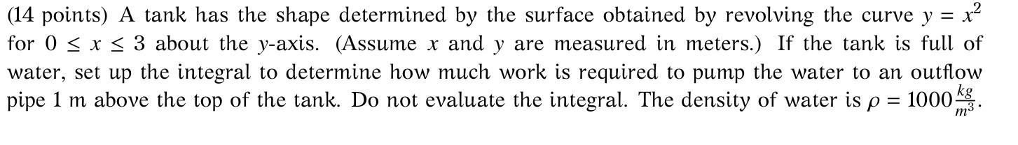 Solved (14 points) A tank has the shape determined by the | Chegg.com