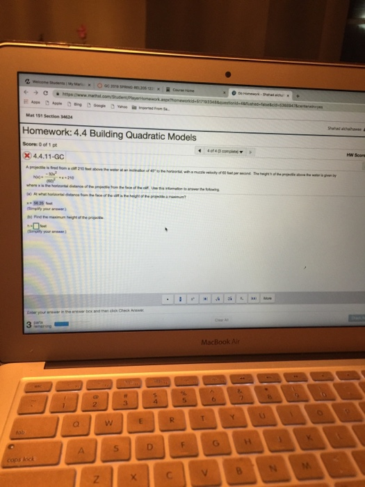 Solved Homework: 4.4 Building Quadratic Models Scone: 0 of 1 | Chegg.com