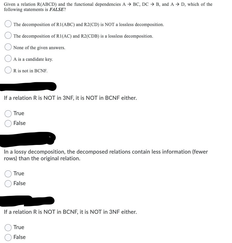 Solved Given a relation R(ABCD) and the functional | Chegg.com