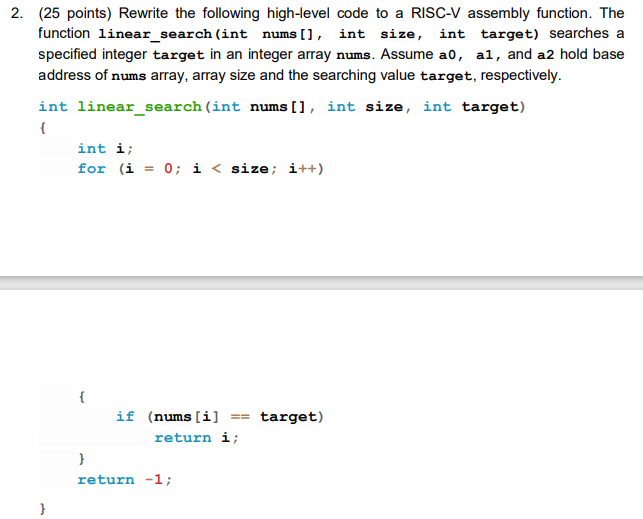 Solved 2. (25 points) Rewrite the following high-level code | Chegg.com