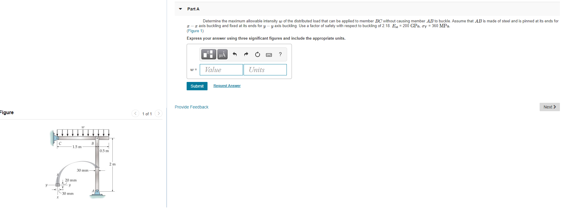 Solved Part A Determine the maximum allowable intensity w of | Chegg.com