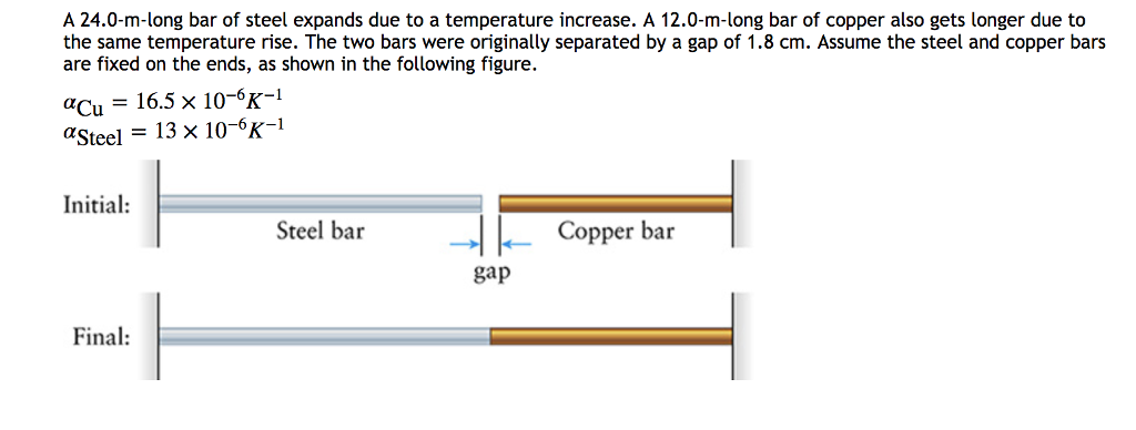 Solved A 24.0-m-long bar of steel expands due to a | Chegg.com