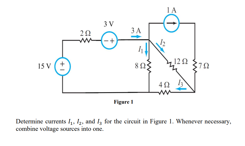 Solved Determine currents I1,I2, and I3 for the circuit in | Chegg.com