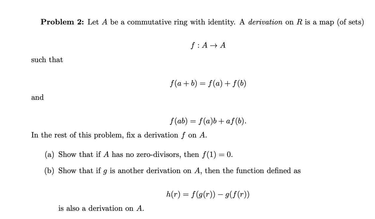 Solved Problem 2: Let A be a commutative ring with identity. | Chegg.com