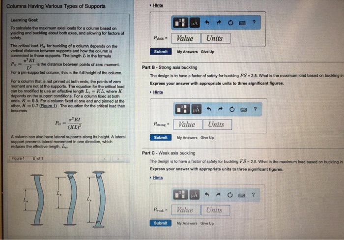 Solved Columns Having Various Types of Supports Hints | Chegg.com