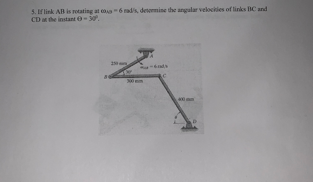 Solved If link AB is rotating at wAB=6 rad/s, determine the | Chegg.com
