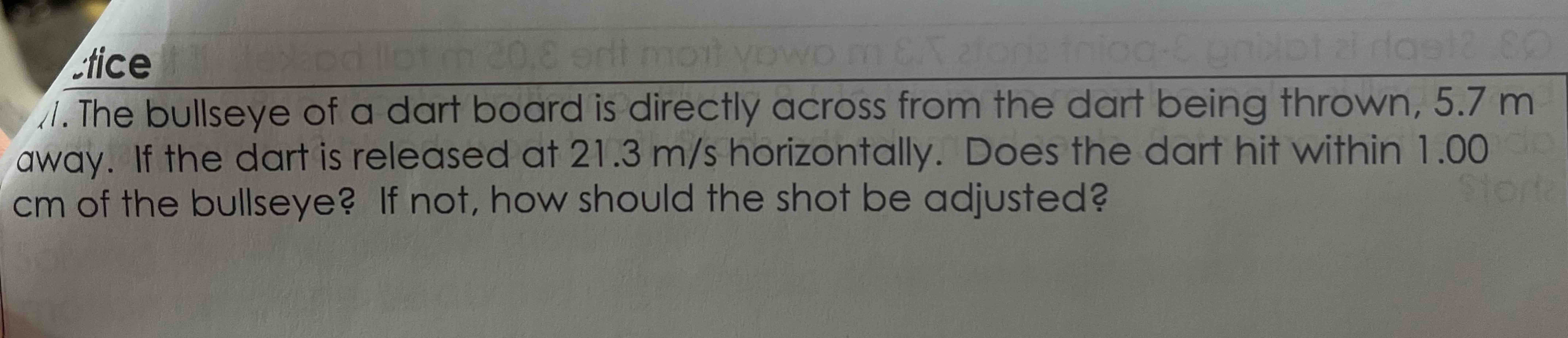 Solved ticeThe bullseye of a dart board is directly across | Chegg.com