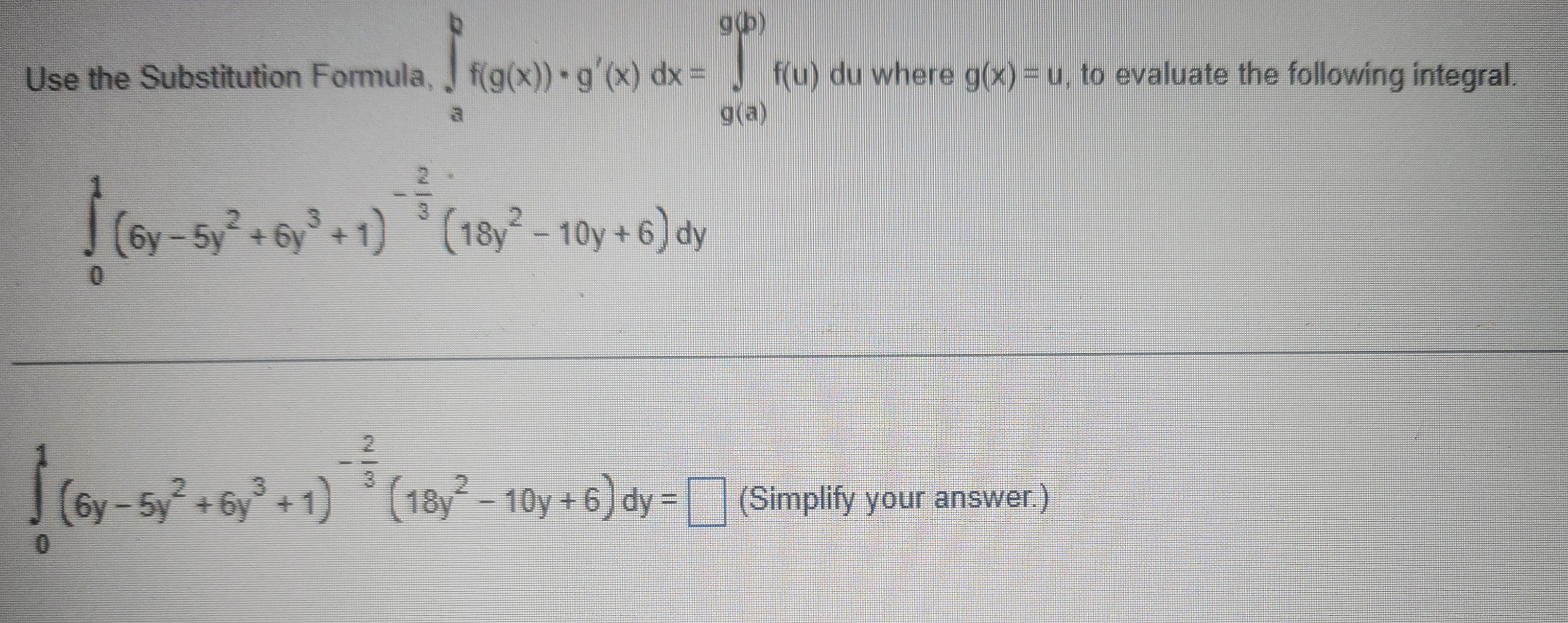 Solved Use the Substitution Formula, | Chegg.com