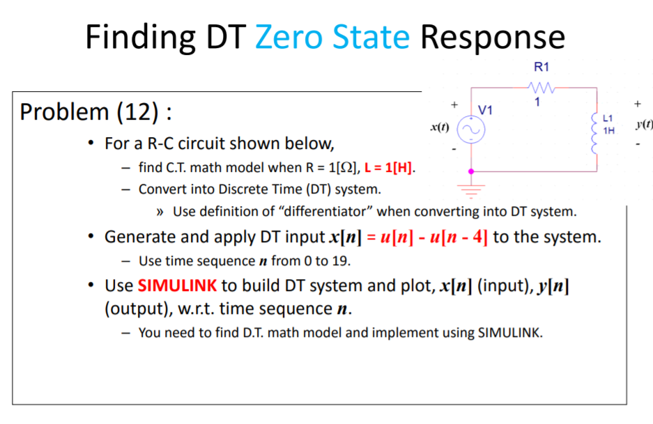 Finding DT Zero State Response R1 V1 1 S41 y(t) | Chegg.com