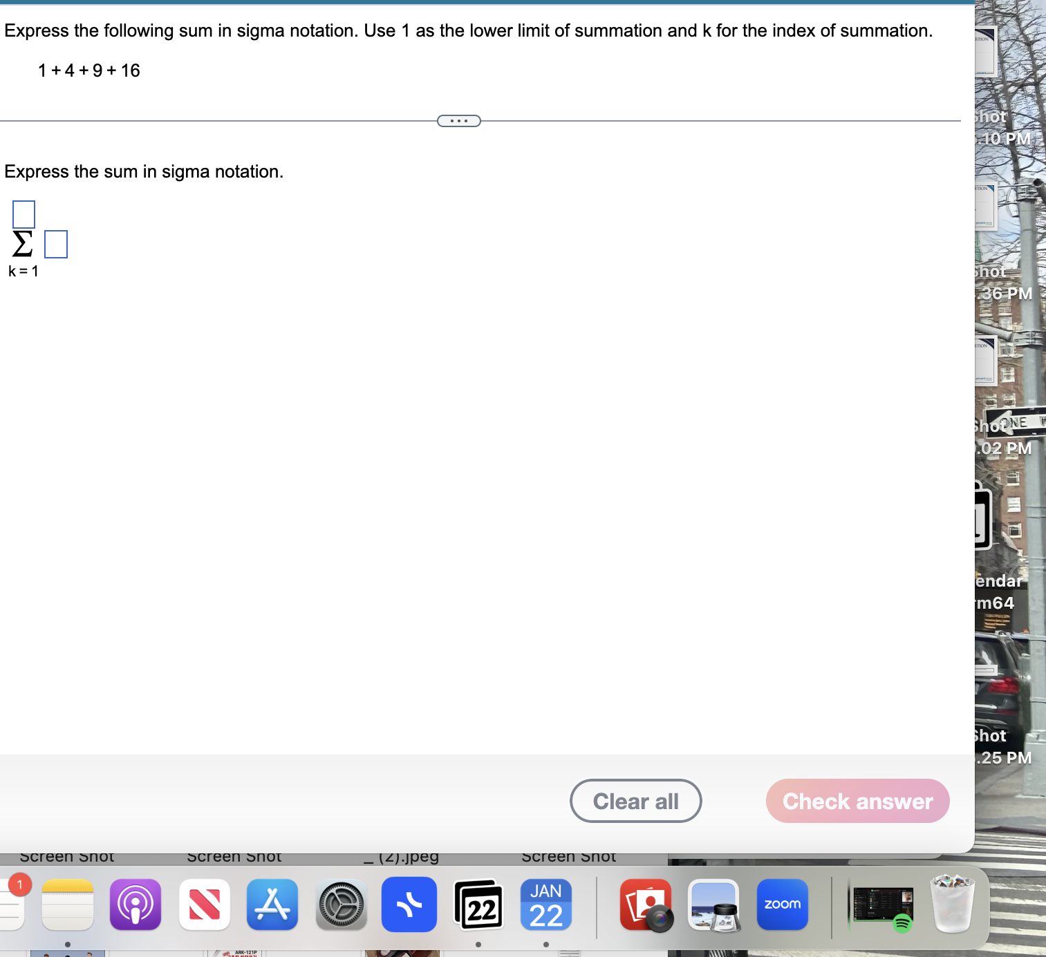 Solved Express the following sum in sigma notation. Use 1 | Chegg.com