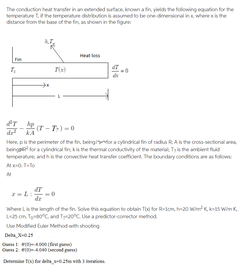 The conduction heat transfer in an extended surface, | Chegg.com