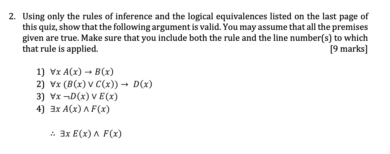 2 Using Only The Rules Of Inference And The Logical