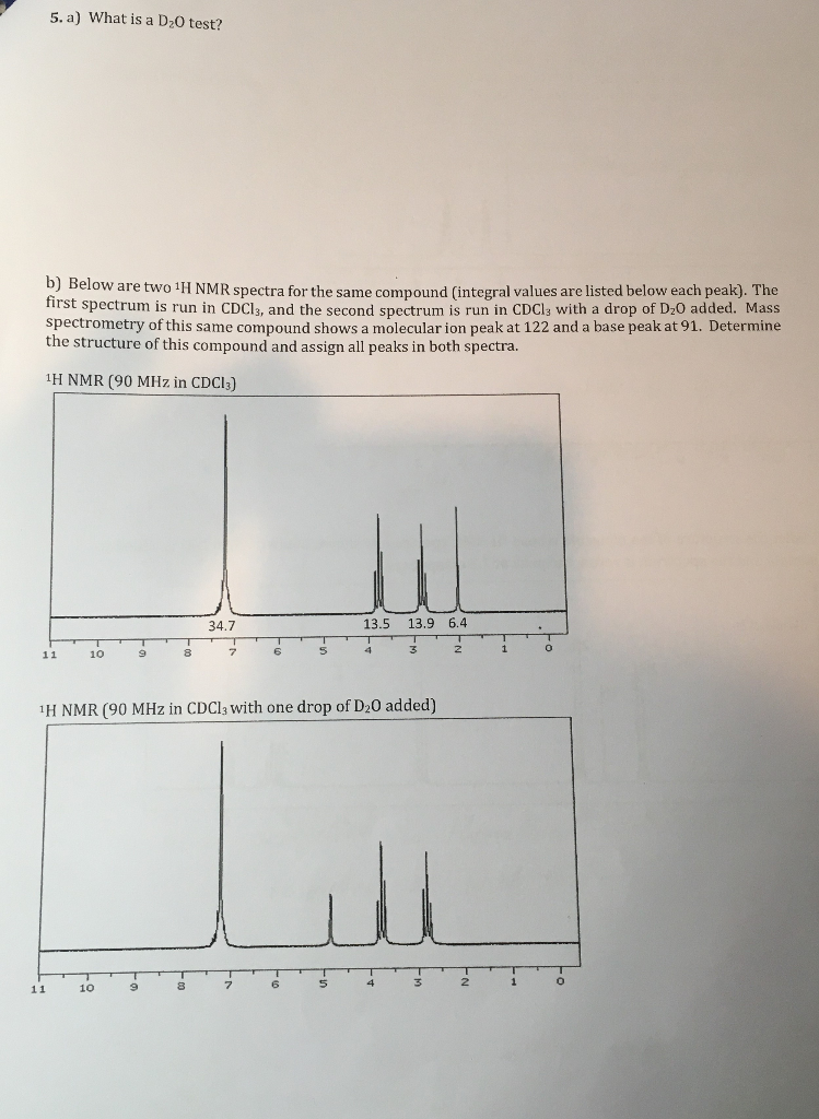 5. a) What is a D20 test? uw are two H NMR spectra | Chegg.com