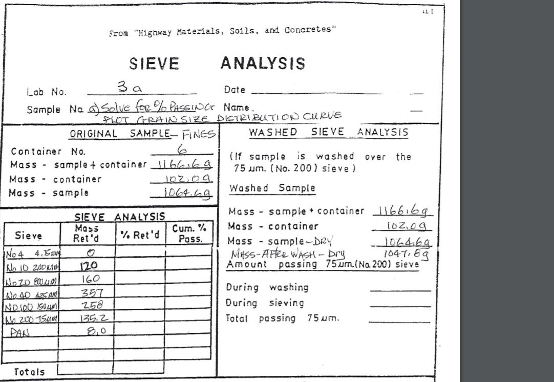 Solved 3- Given: See sieve analysis sheets Find: Solve for | Chegg.com