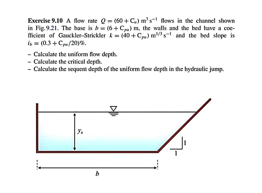 Solved Exercise 9.10 A flow rate Q = (60+ C) m’s-l flows in | Chegg.com