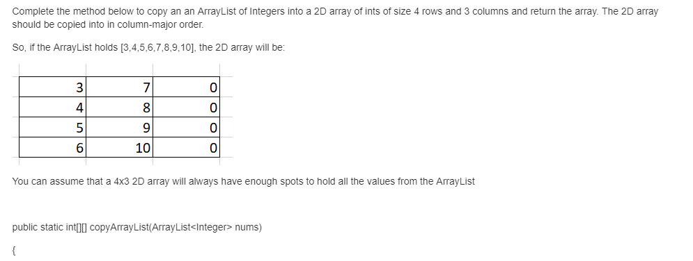 Solved Complete the method below to copy an an ArrayList of | Chegg.com