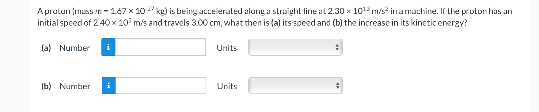 Solved A proton (mass m=1.67×10−27 kg ) is being accelerated | Chegg.com