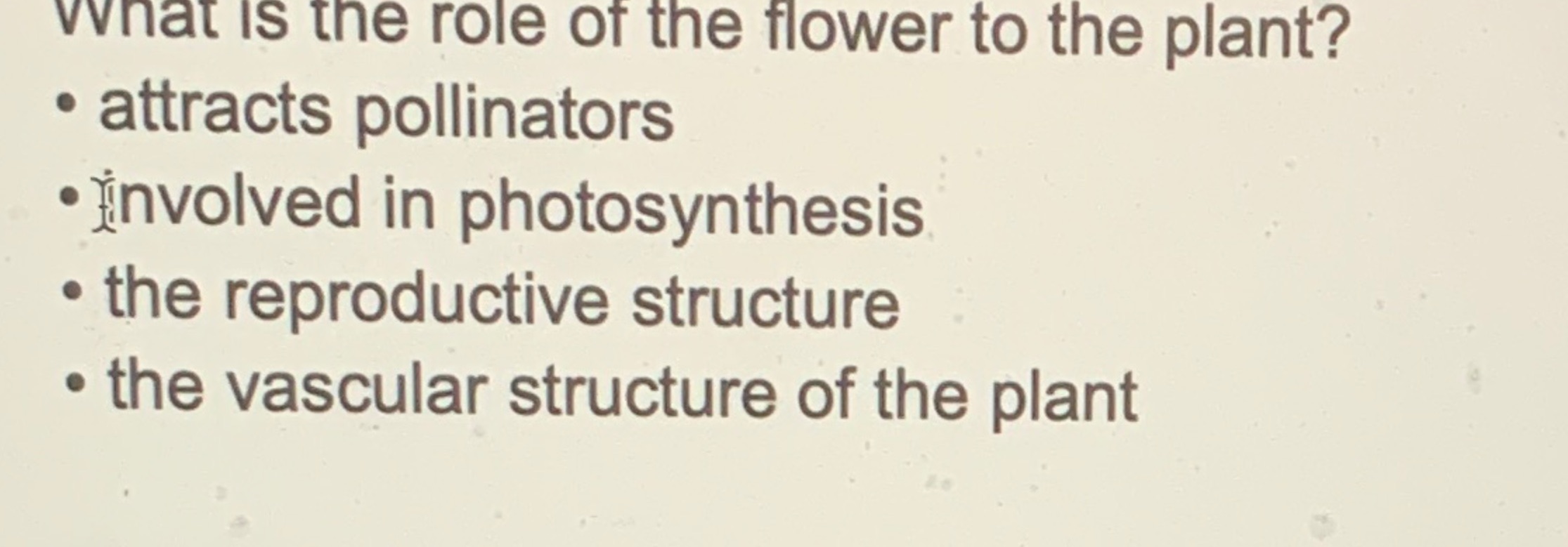 Solved Wnat is the role of the flower to the plant?attracts | Chegg.com