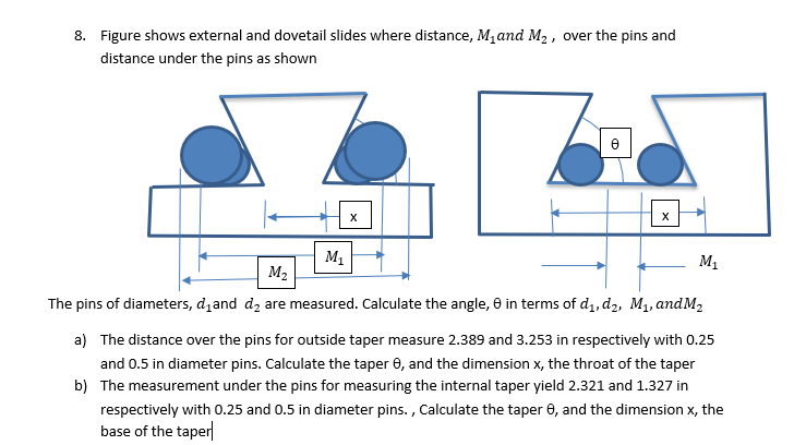 Solved 8. Figure shows external and dovetail slides where | Chegg.com