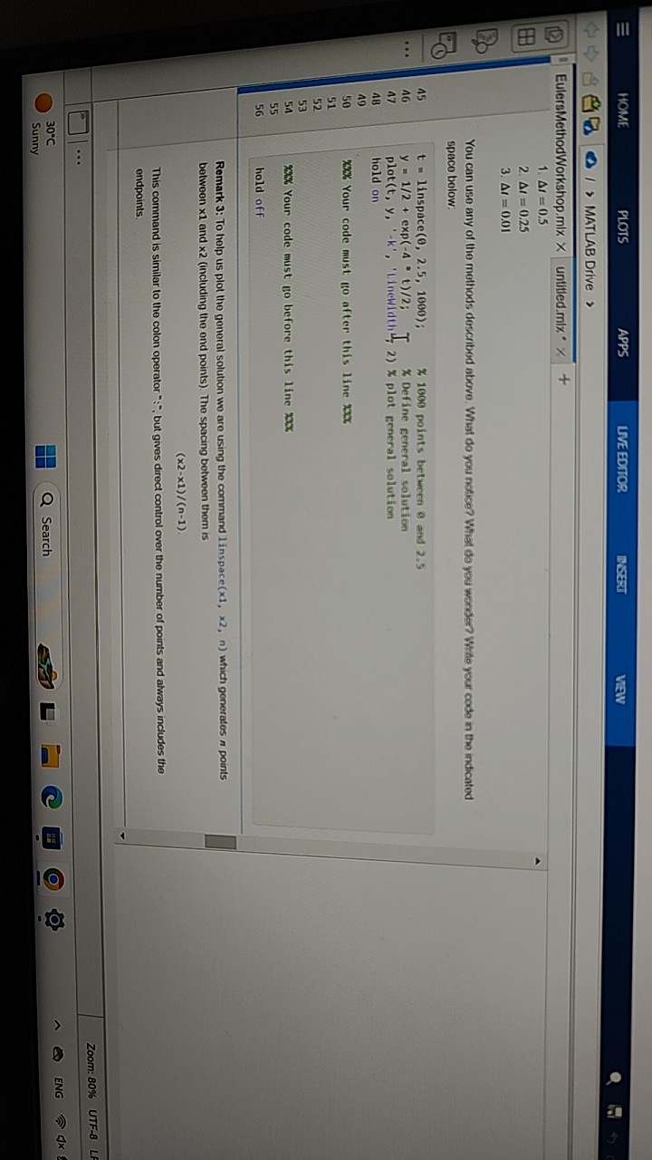Solved 2. Δt=0.25 3. Δt=0.01 You can use any of the methods | Chegg.com