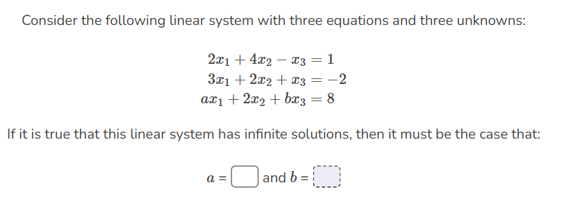 Consider the following linear system with three | Chegg.com