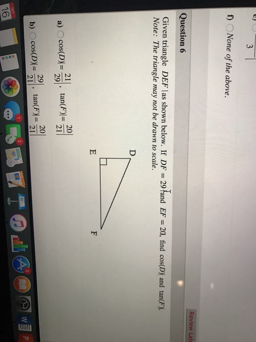 Solved Given triangle DEF as shown below. If DF = 29 and EF | Chegg.com