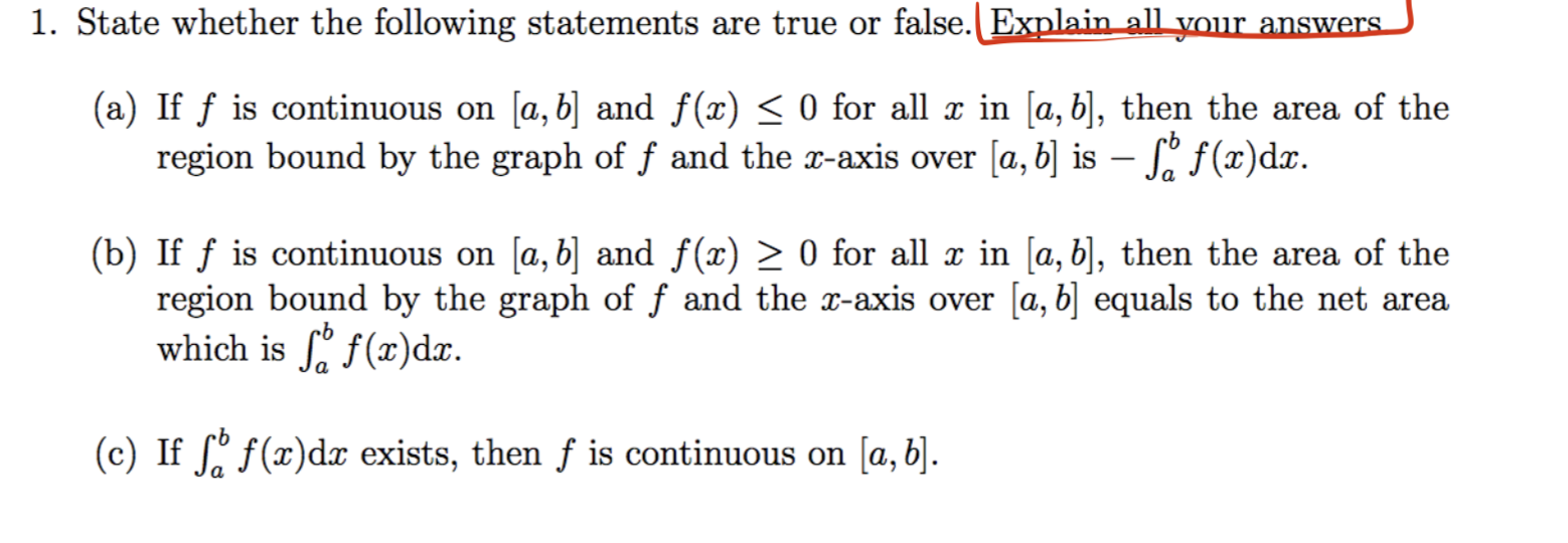 Solved 1. State whether the following statements are true or | Chegg.com