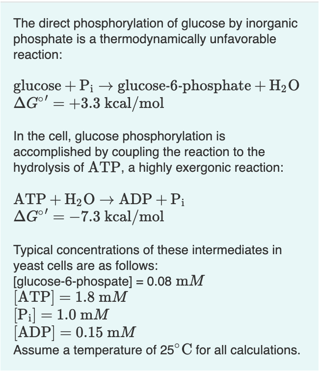 Solved The direct phosphorylation of glucose by inorganic | Chegg.com