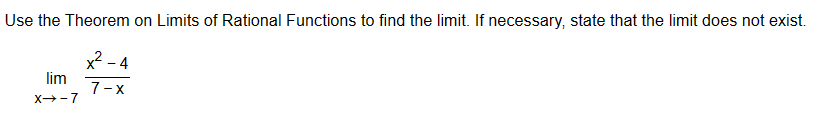 Solved Use the Theorem on Limits of Rational Functions to | Chegg.com