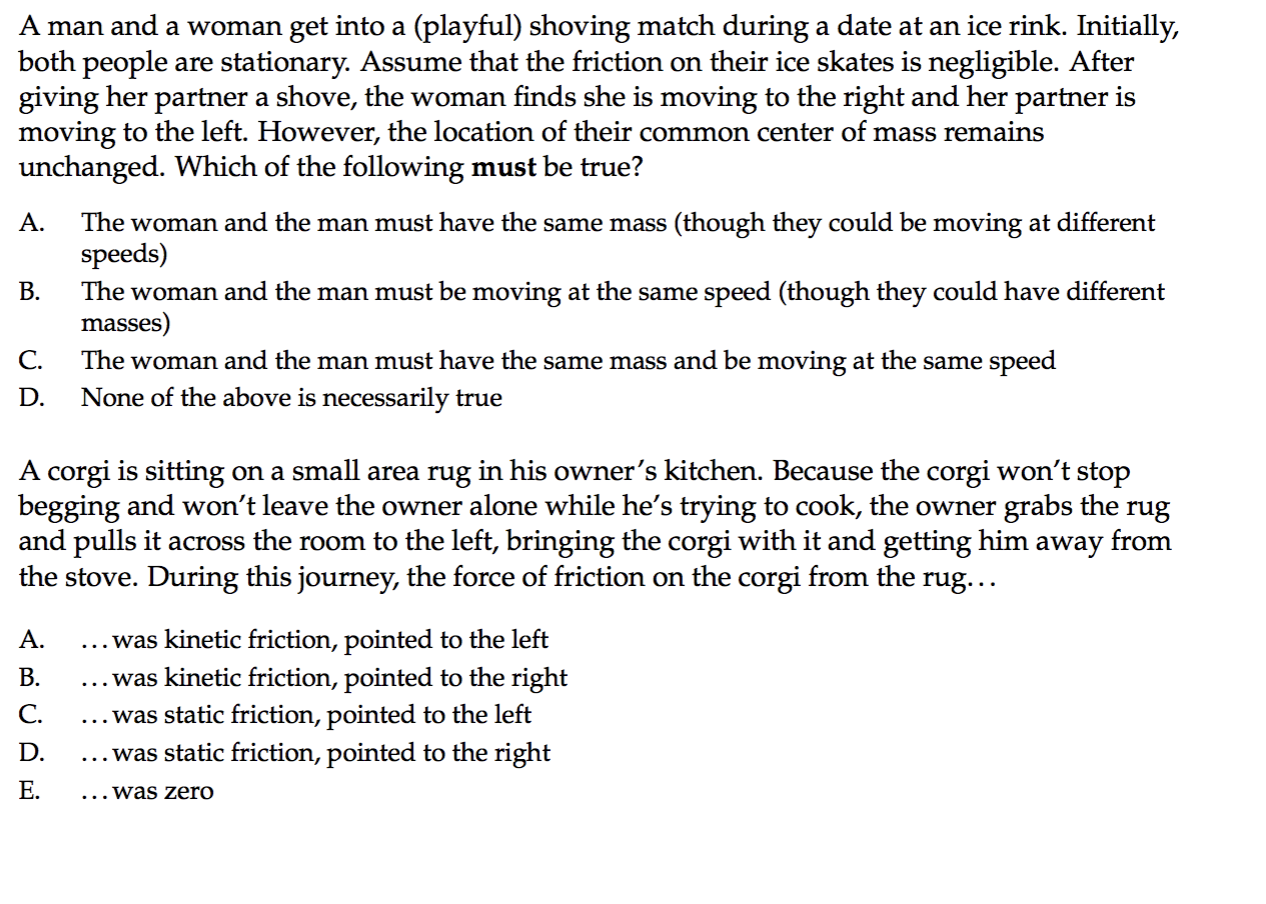 Solved A man and a woman get into a (playful) shoving match | Chegg.com