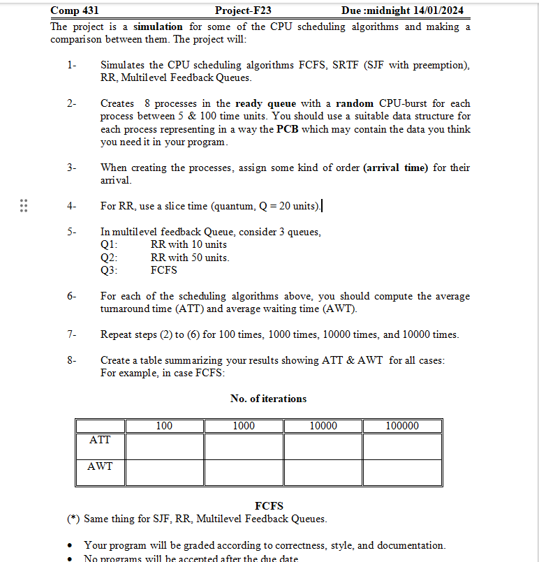 Solved OS(Operating System) ﻿In Java LanguageI want you to | Chegg.com