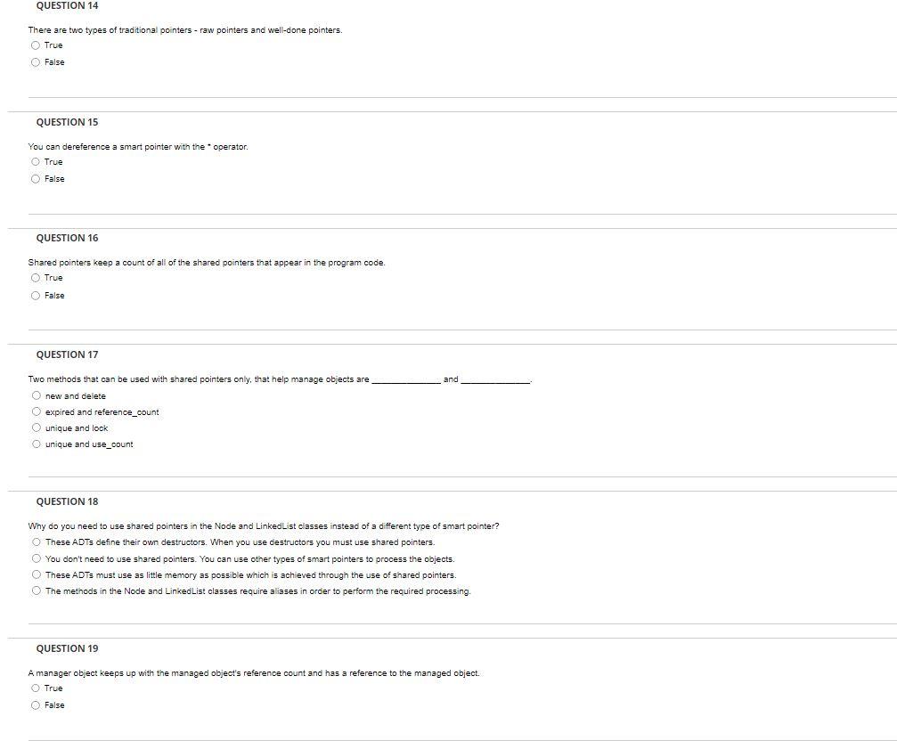 Solved There are two types of traditional pointers - raw | Chegg.com