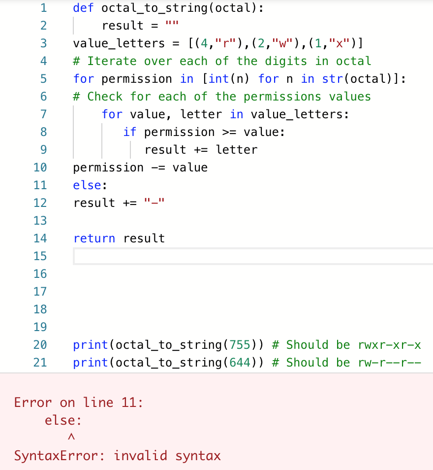 Solved 1 2 3 4 5 6 def octal_to_string(octal): result = | Chegg.com
