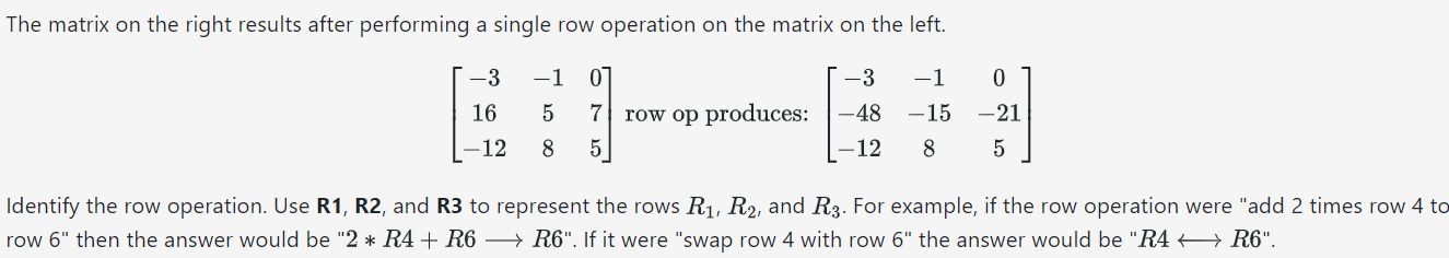 Solved The matrix on the right results after performing a | Chegg.com