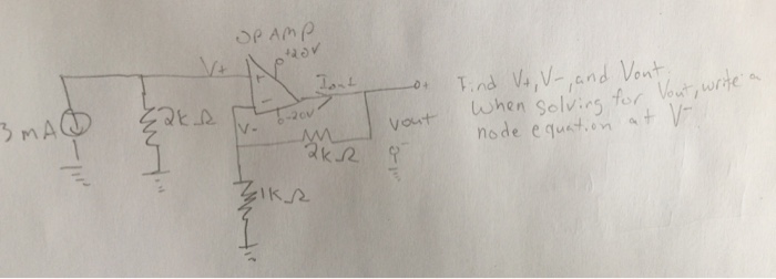 Solved Find V_+, V-, and and V_out when solving for V_out, | Chegg.com