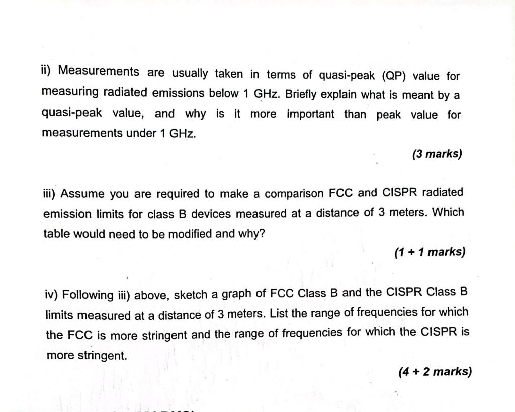 Table 2.1: FCC Radiated Emission Limits for Class B | Chegg.com