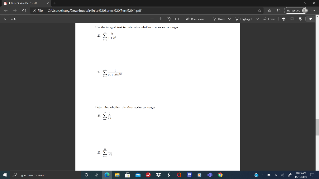 Solved Infinite Series (Part 1.pdf O File | Chegg.com