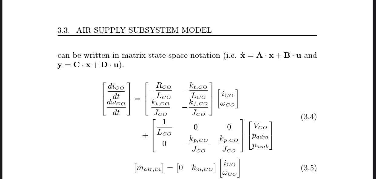 Solved 3.3. AIR SUPPLY SUBSYSTEM MODEL 3.3.1. Air Compressor | Chegg.com