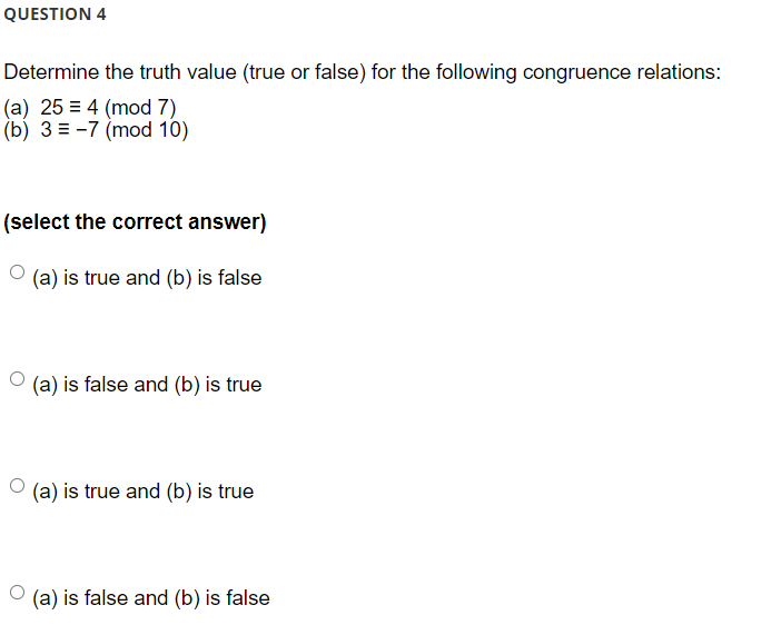 Solved Determine The Truth Value True Or False For The