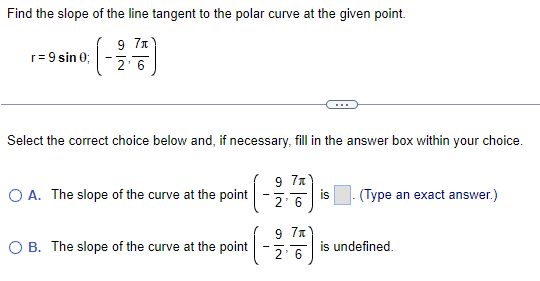 Solved Find the slope of the line tangent to the polar curve | Chegg.com