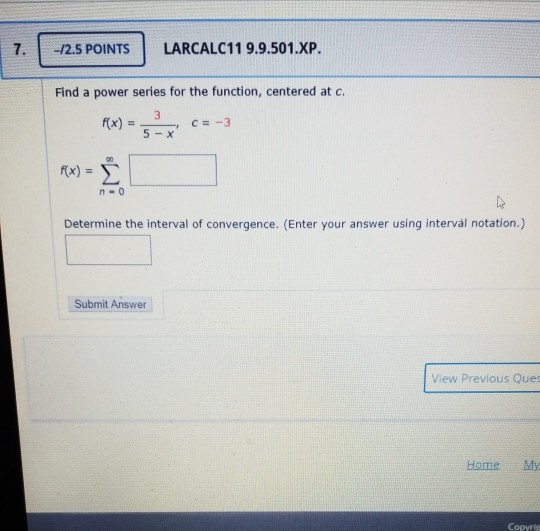 Solved -/2.5 POINTS LARCALC11 9.9.501.XP. Find a power | Chegg.com