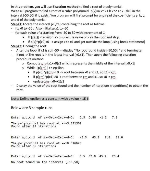 Solved In this problem, you will use Bisection method to | Chegg.com