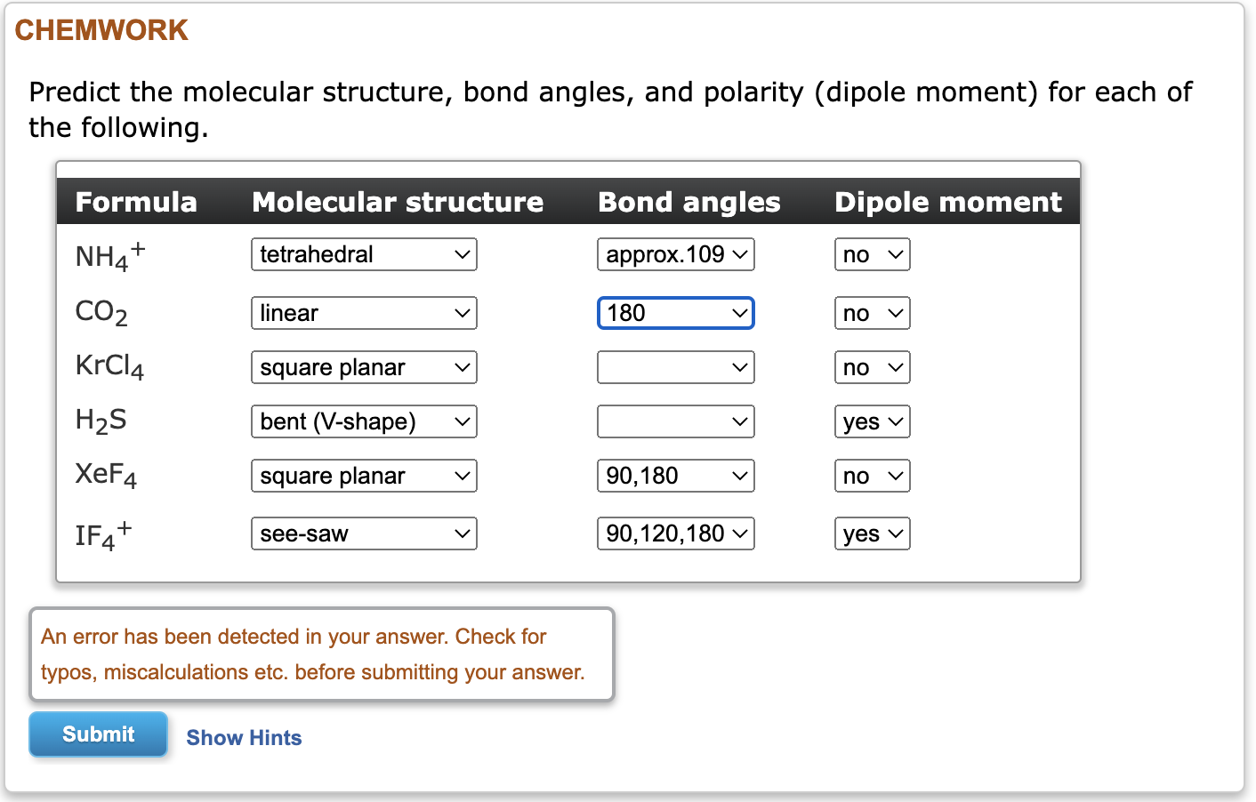 Solved CHEMWORK Predict the molecular structure, bond | Chegg.com