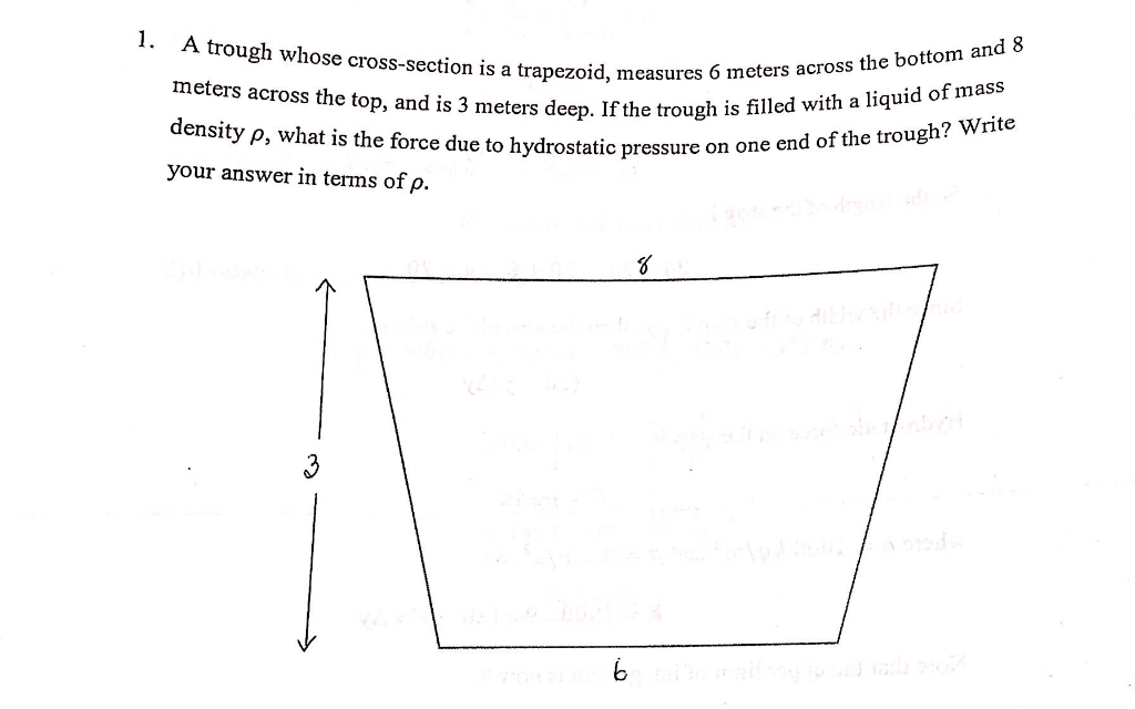 Solved 1. A trough whose cross-section meters across the | Chegg.com